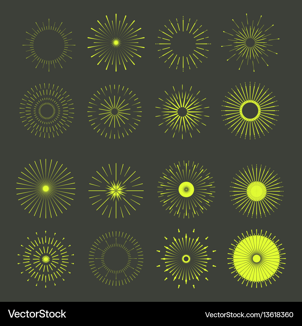 Retro sun burst minimal vintage firework Vector Image