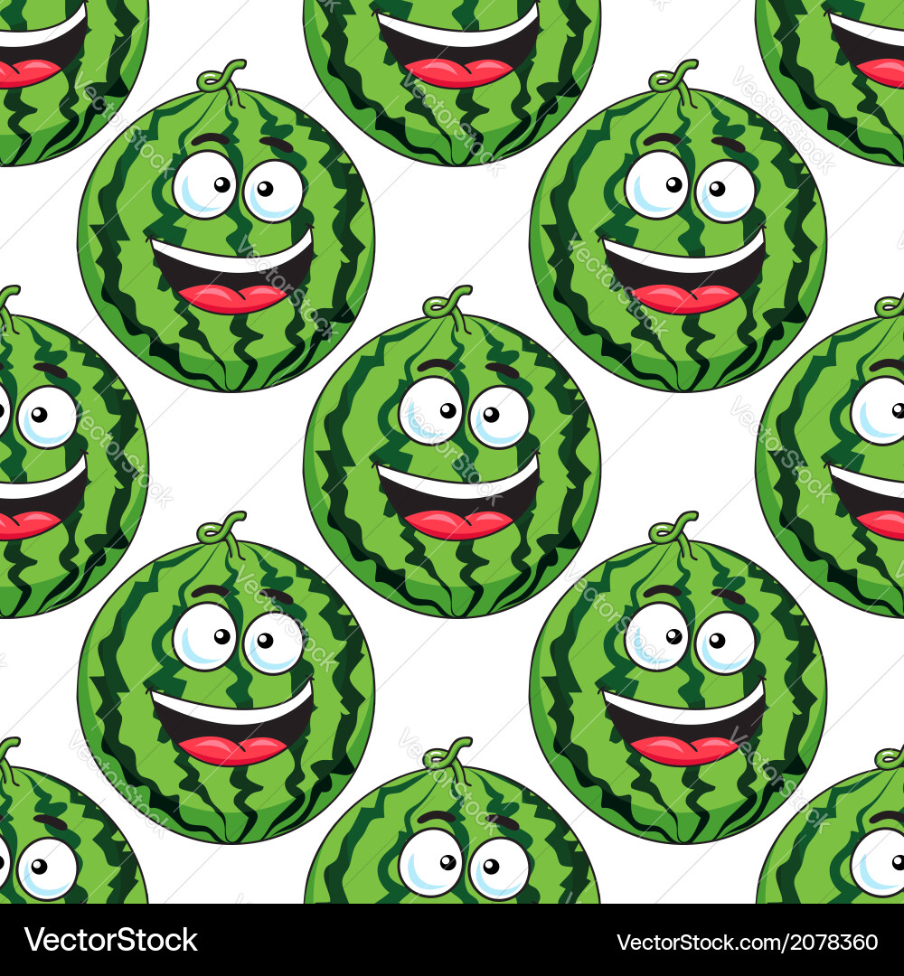 Seamless pattern of a laughing watermelon Vector Image