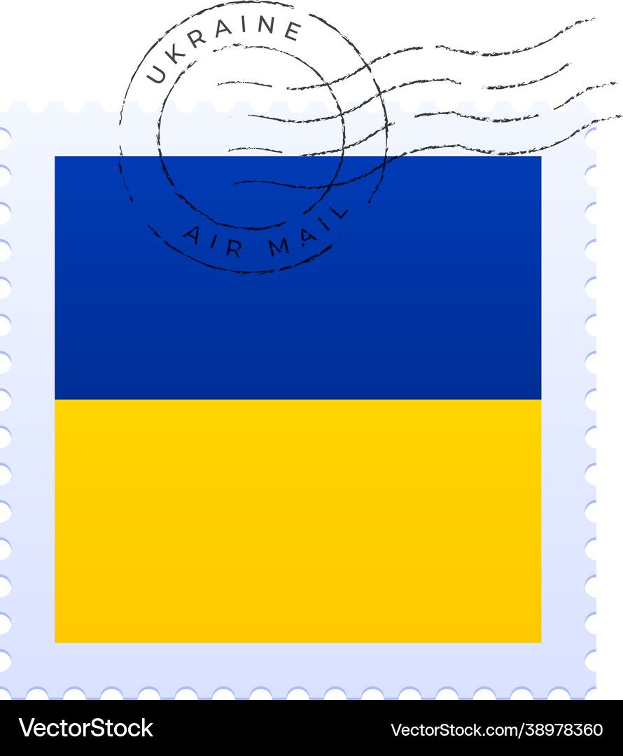 Ukraine postage mark national flag postage stamp Vector Image