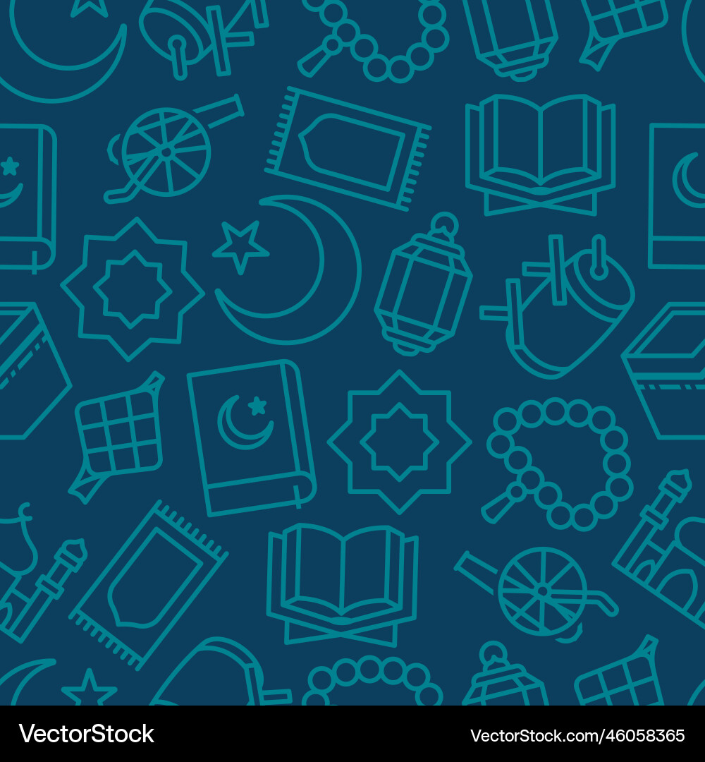 Blue ramadan seamless pattern Royalty Free Vector Image