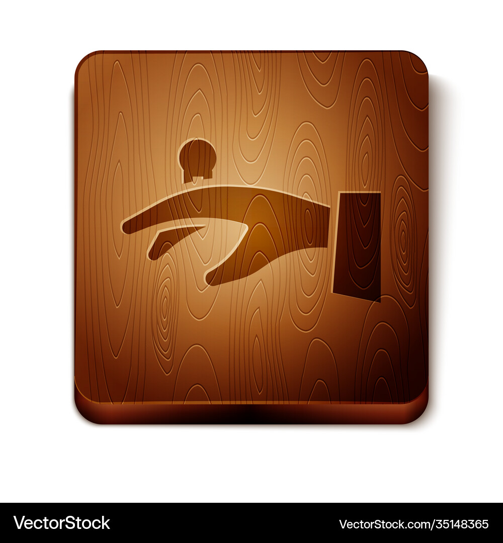 Brown wedding rings on hand icon isolated white Vector Image