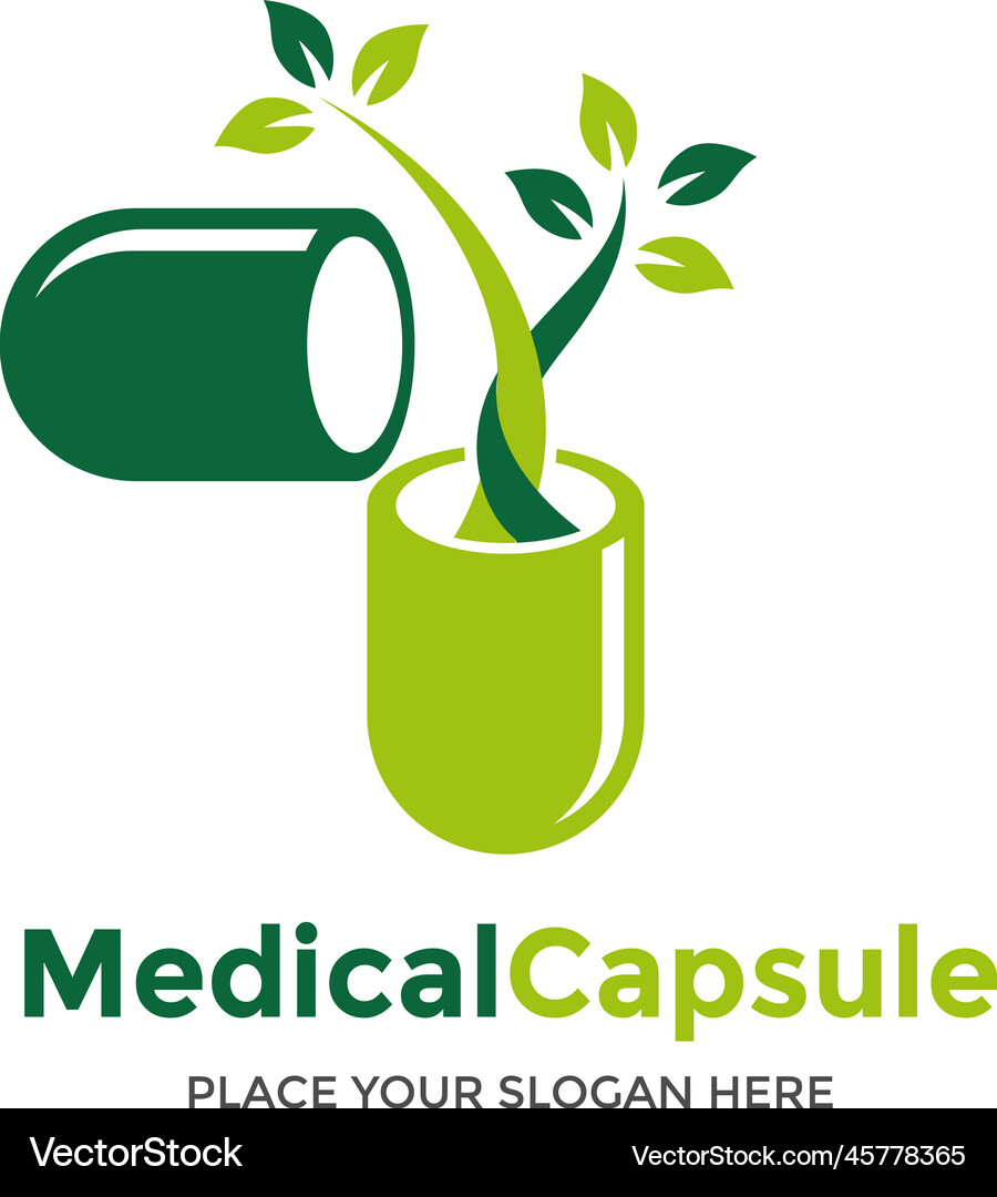 Capsule pharmacy medical logo template logo Vector Image