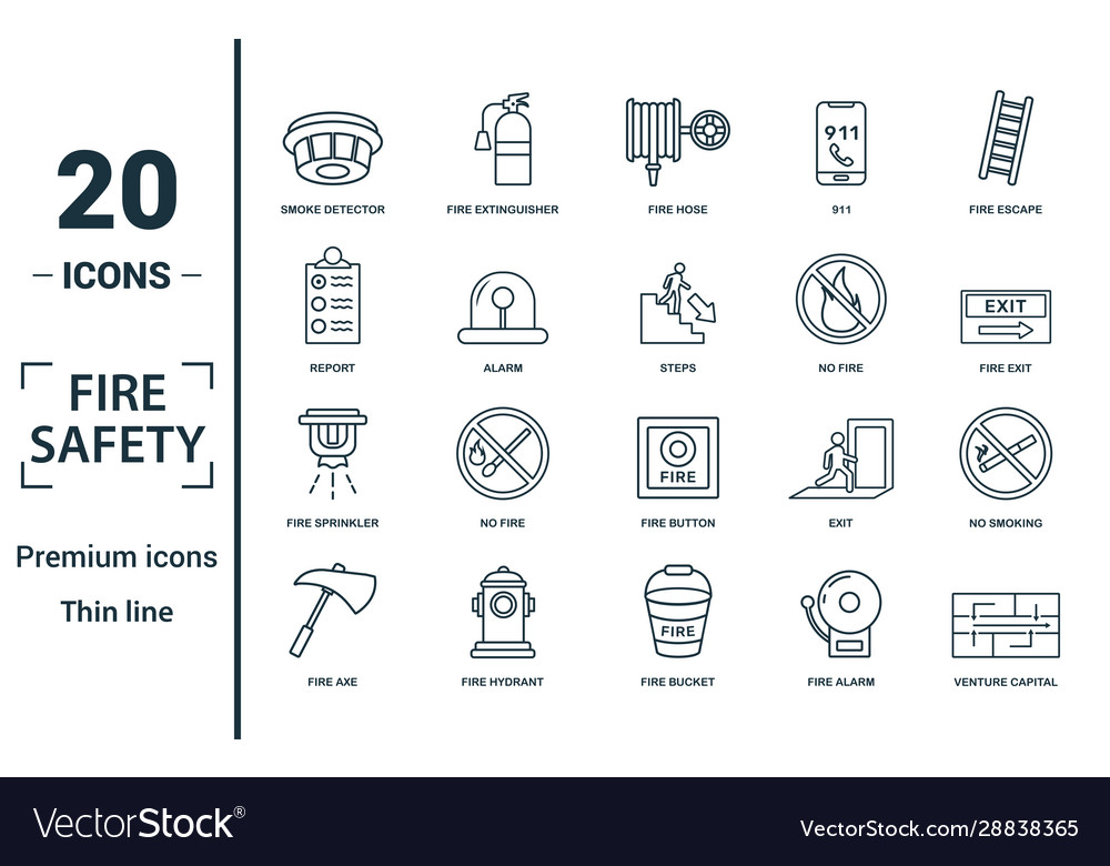 Fire safety icon set include creative elements Vector Image
