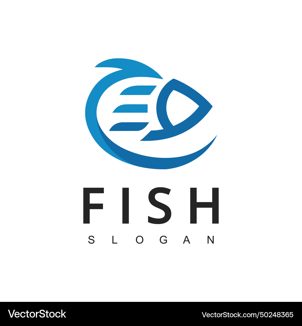 Fish logo design flat color marine icon Royalty Free Vector