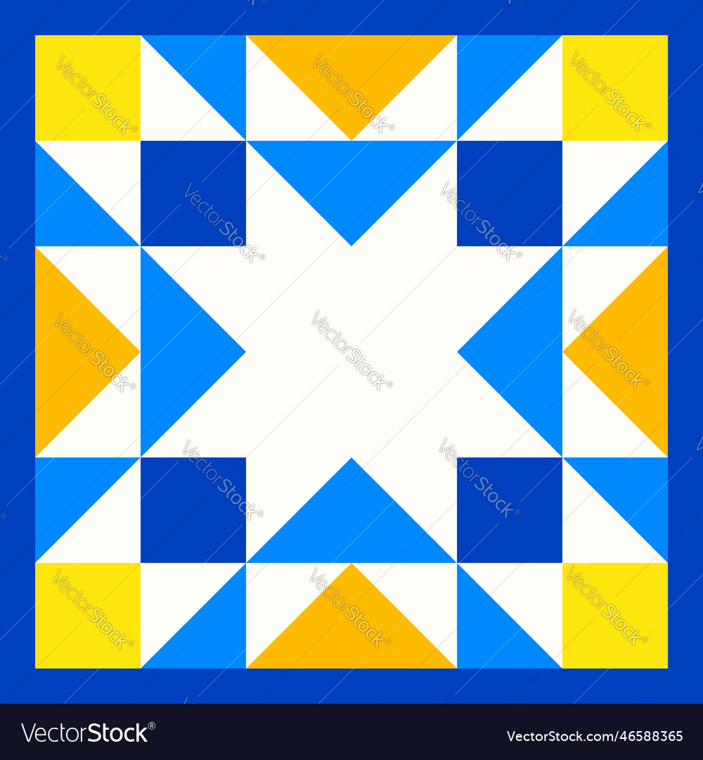 Geometric star pattern barn quilt block patchwork Vector Image