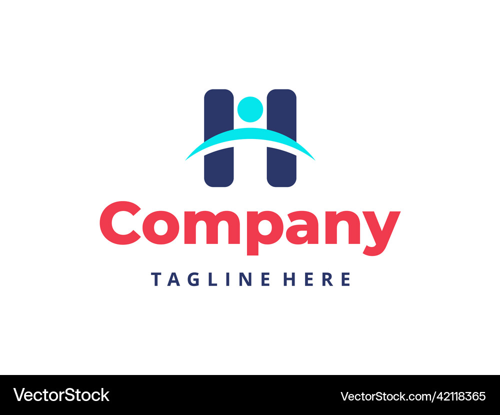 Letter h human people creative logo design Vector Image