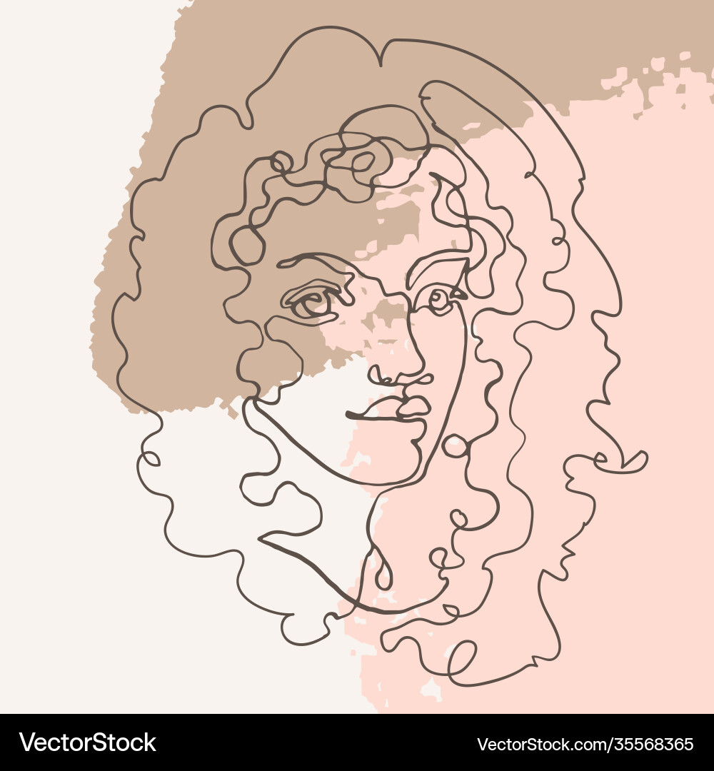 Outline woman on abstract Royalty Free Vector Image