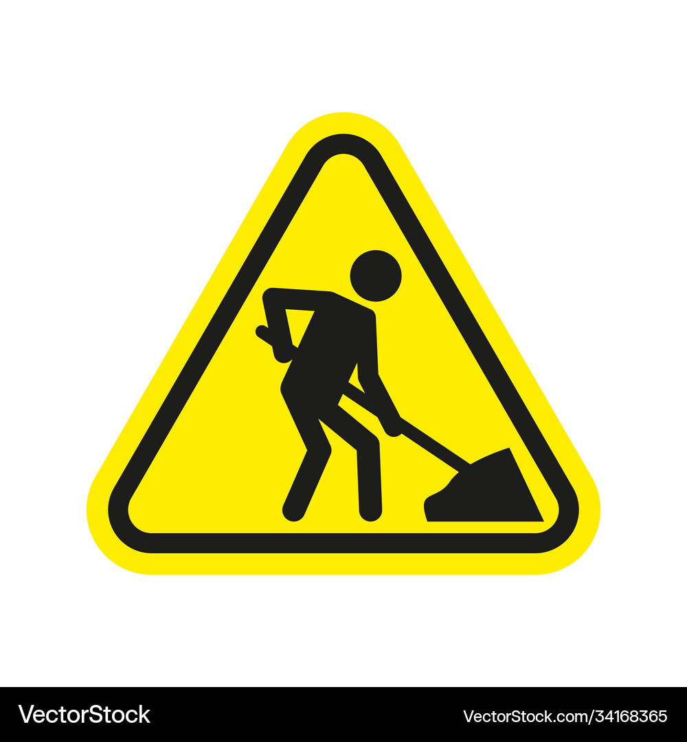 Road works sign simple on a white Royalty Free Vector Image