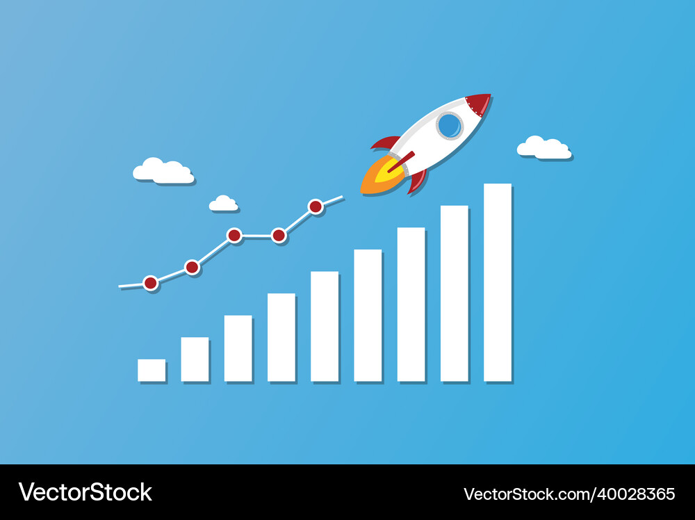 Rocket fly on chart business financial start up Vector Image