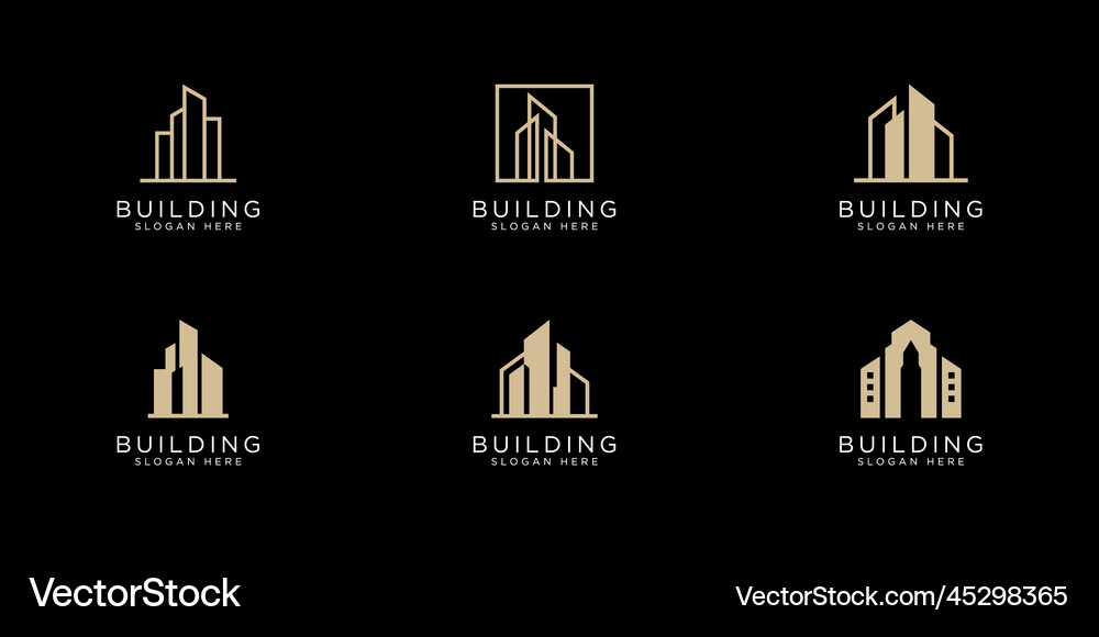 Set of building logo design template Royalty Free Vector