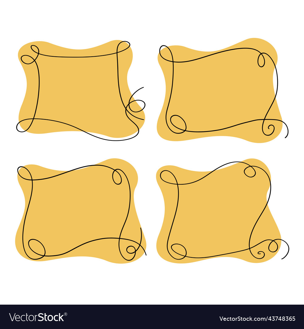 Set of orange rectangular frames with rounded Vector Image