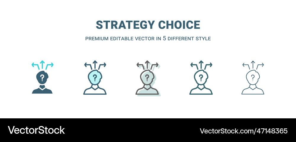 Strategy choice icon in 5 different style outline Vector Image