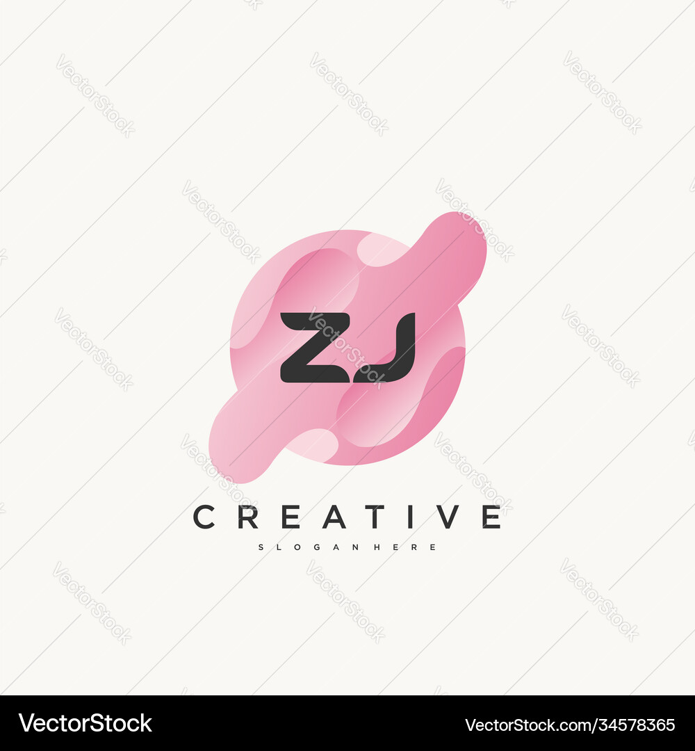Zj initial letter colorful logo icon design Vector Image