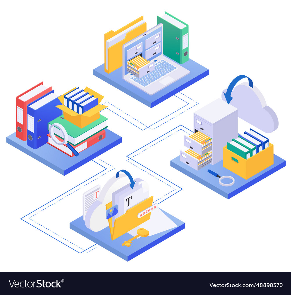 Archive documents connection composition Vector Image