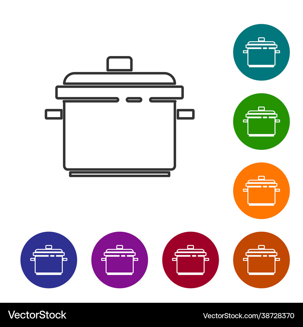 Black line cooking pot icon isolated on white Vector Image