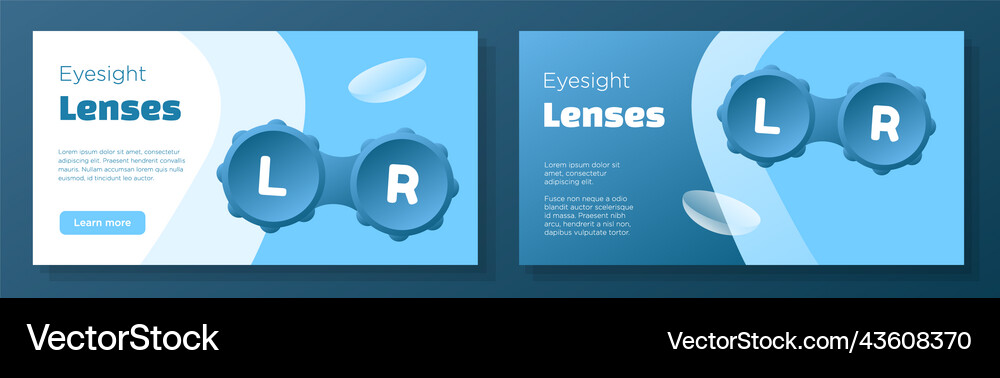 Contact lenses banner template set optics store Vector Image