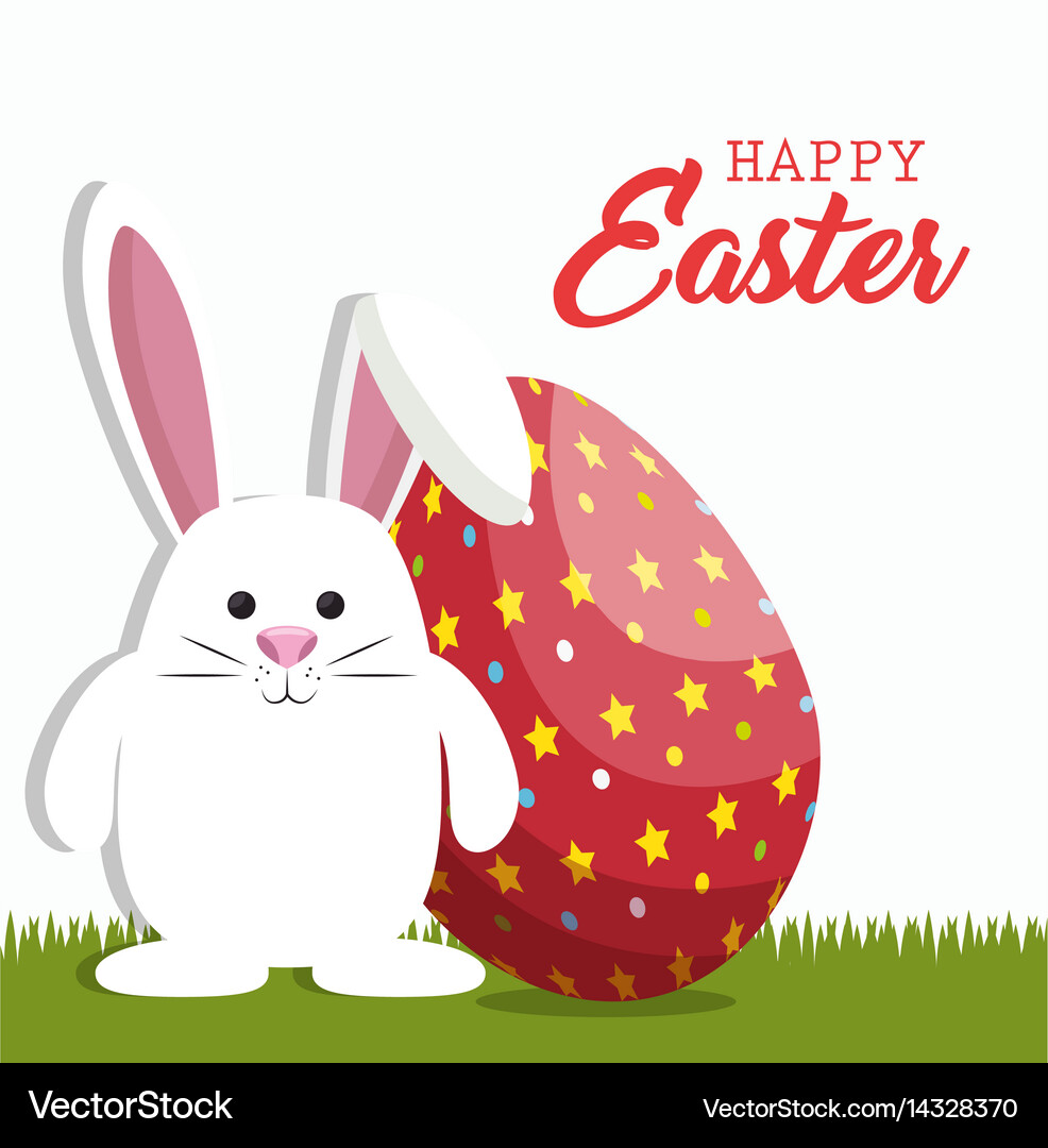 Cute rabbit happy easter Royalty Free Vector Image