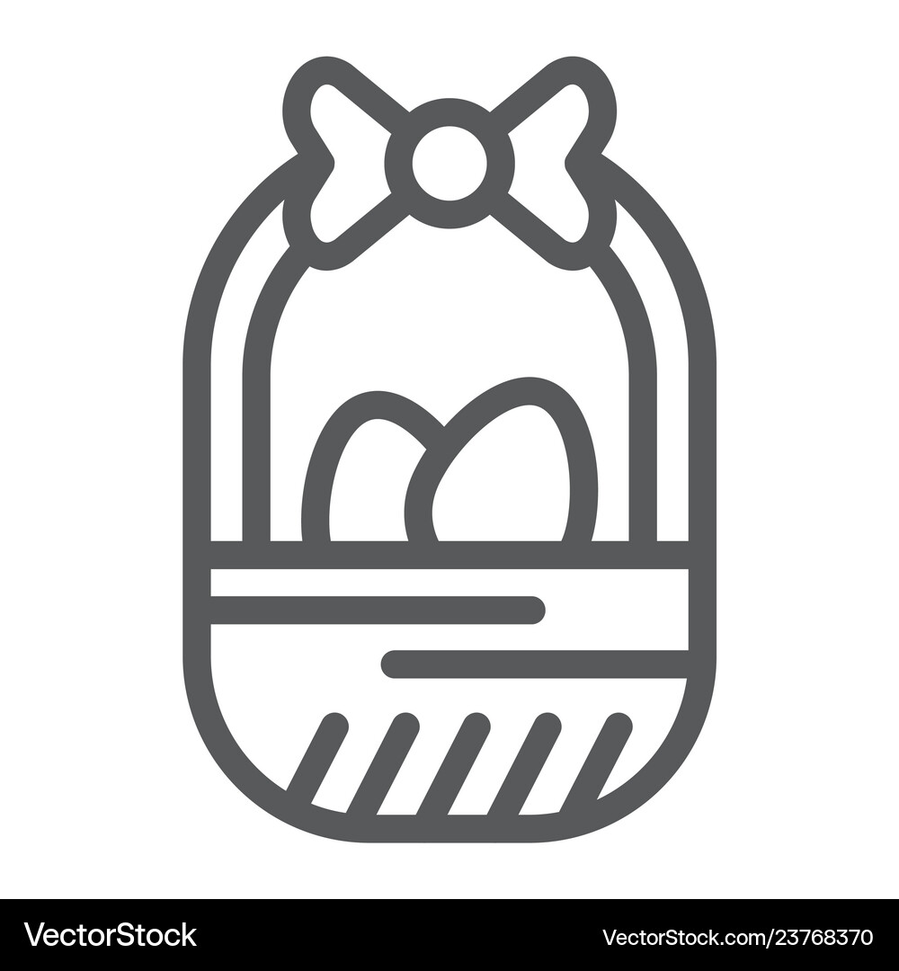 Easter basket line icon and decoration Royalty Free Vector