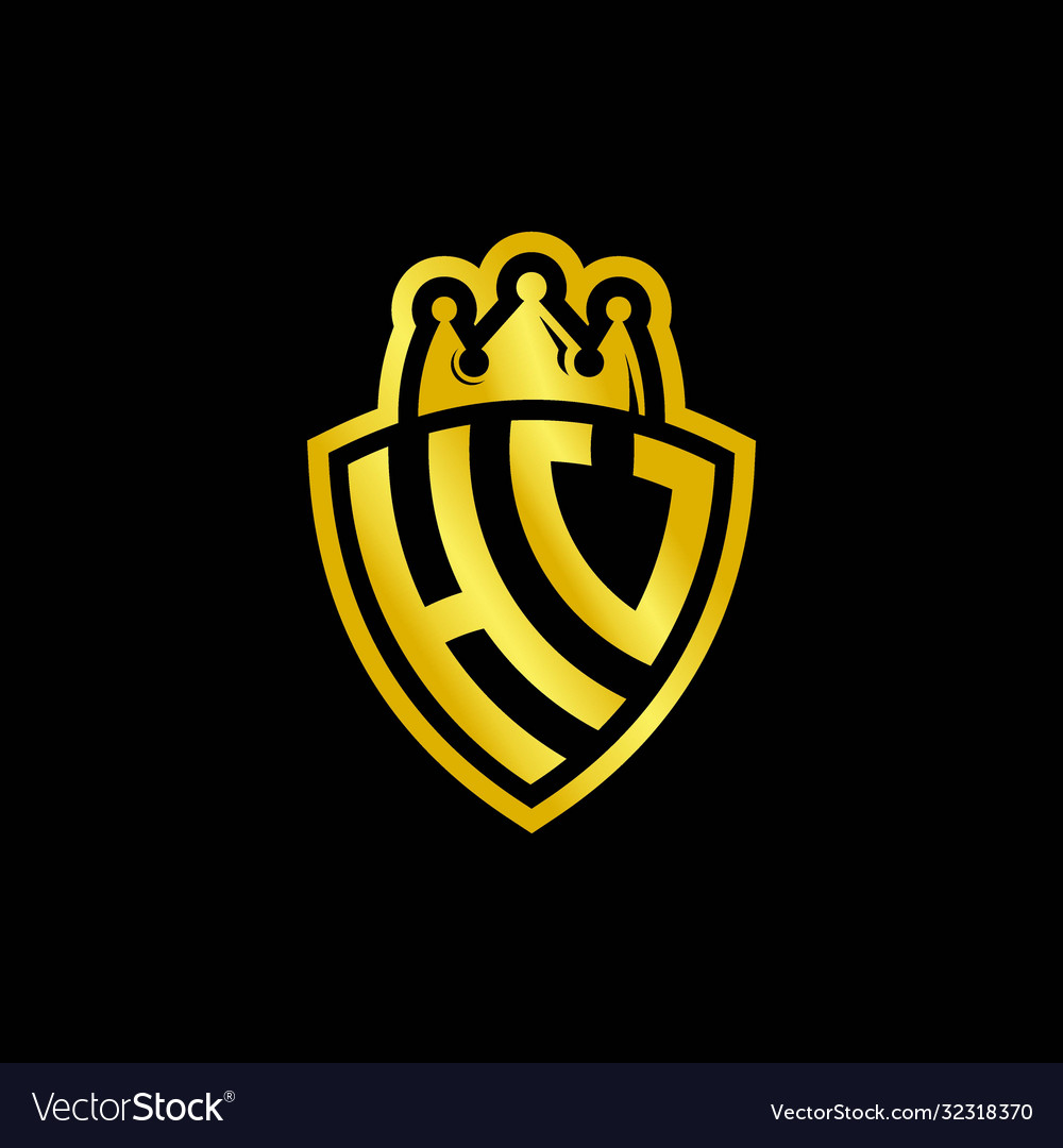 Hv monogram logo with shield and crown style Vector Image