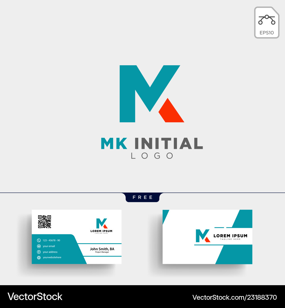 Mk initial logo template and business card Vector Image