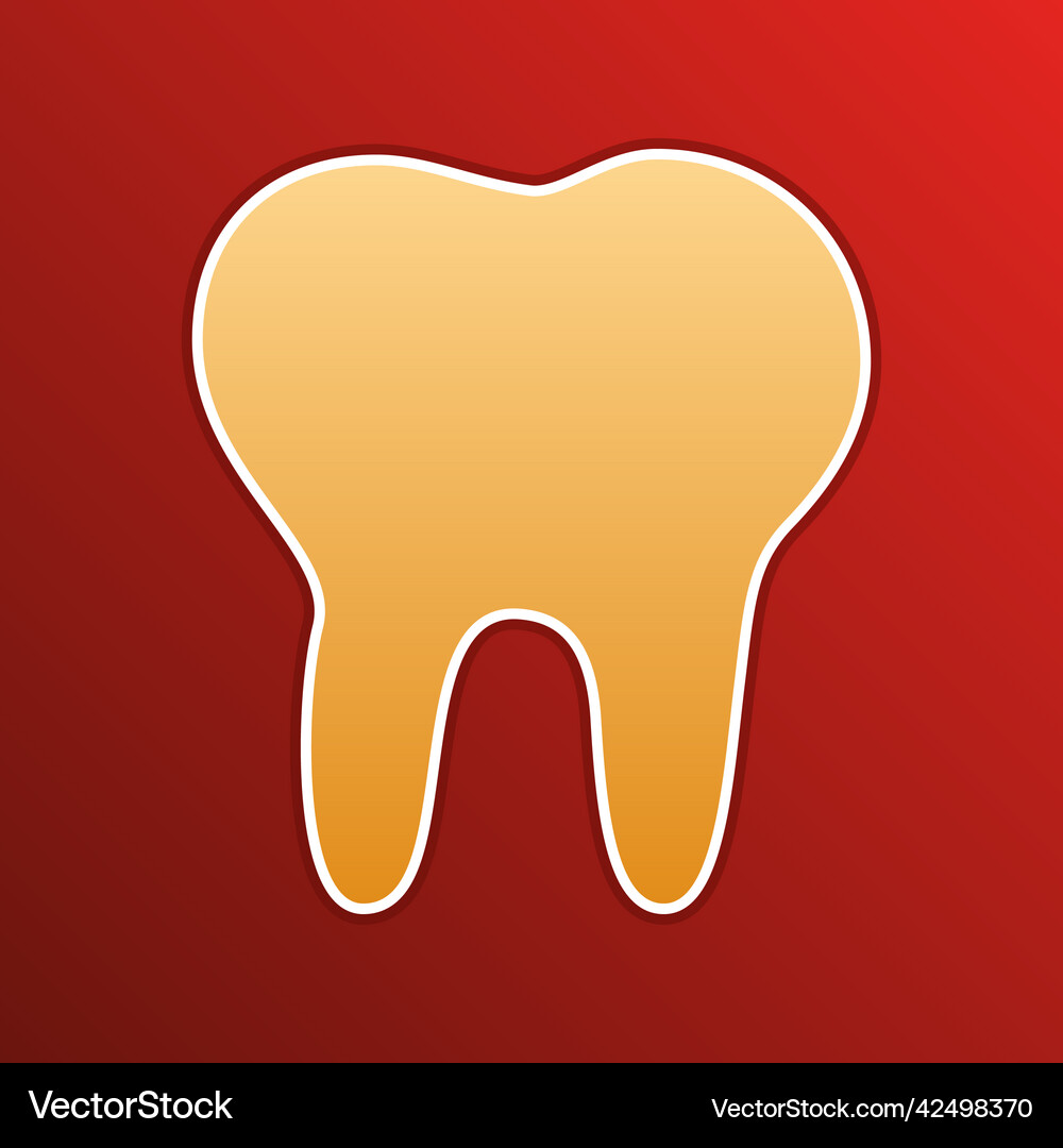 Tooth sign golden gradient icon with contours Vector Image