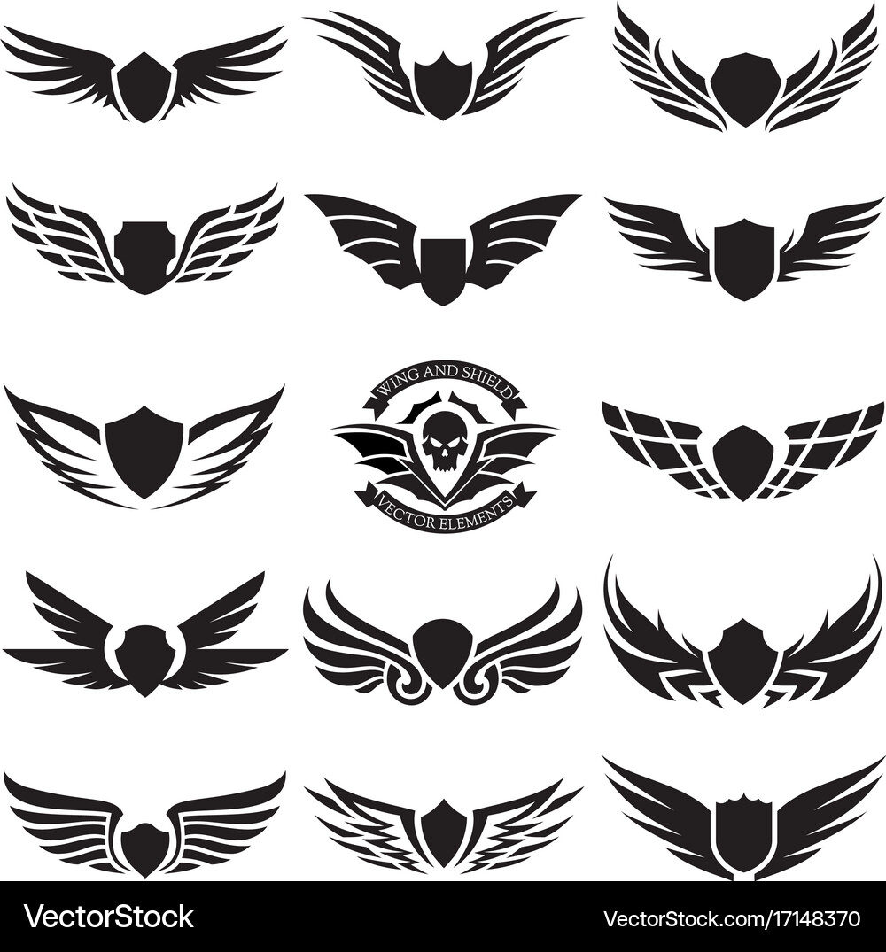 Wings set of design elements design for icon Vector Image