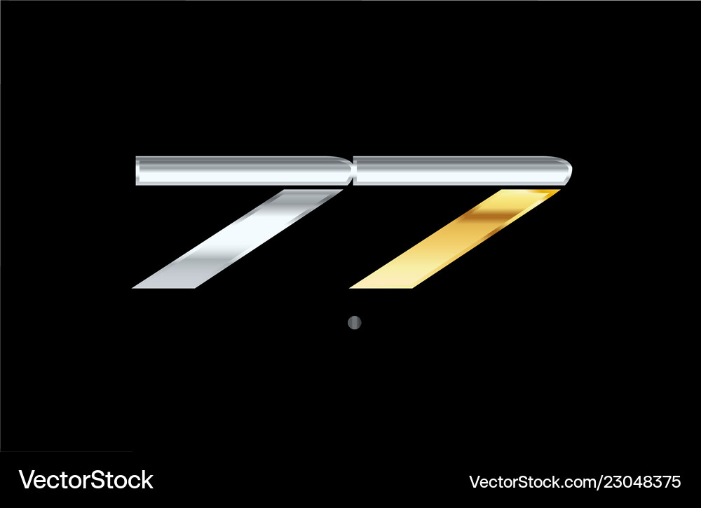 77 number silver gold logo icon design Royalty Free Vector