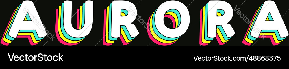 Aurora - retro rainbow typography faded style Vector Image
