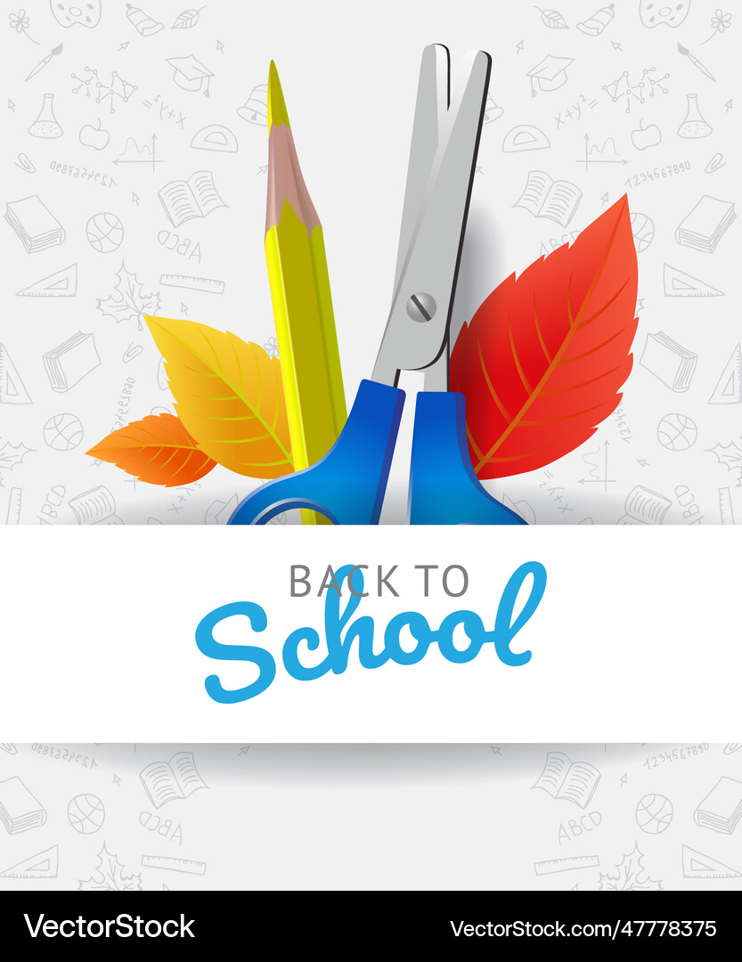 Back to school lettering with stationery Vector Image
