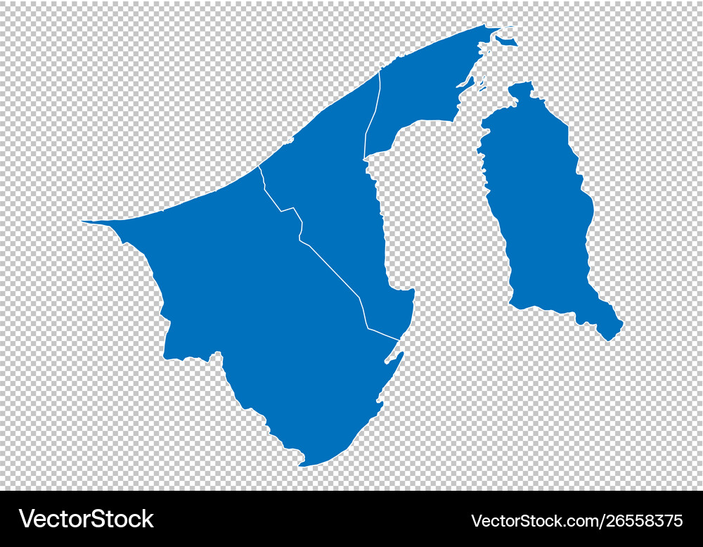 Brunei darussalam map - high detailed blue Vector Image