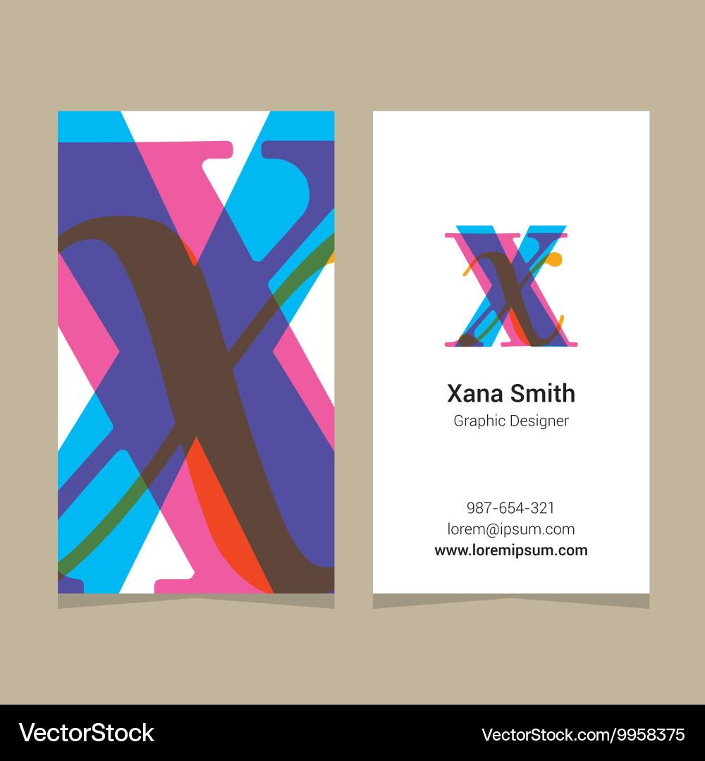 Business card letter x Royalty Free Vector Image