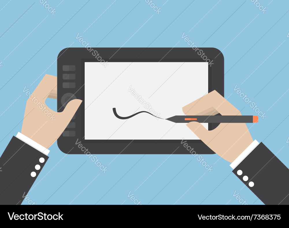 Businessman hands drawing on graphic tablet Vector Image