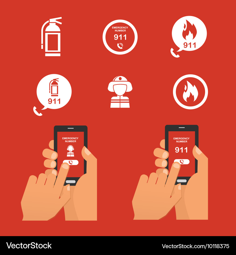 Emergency fire alert via telephone set icon Vector Image