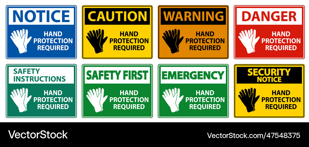 Hand protection required sign on white background Vector Image