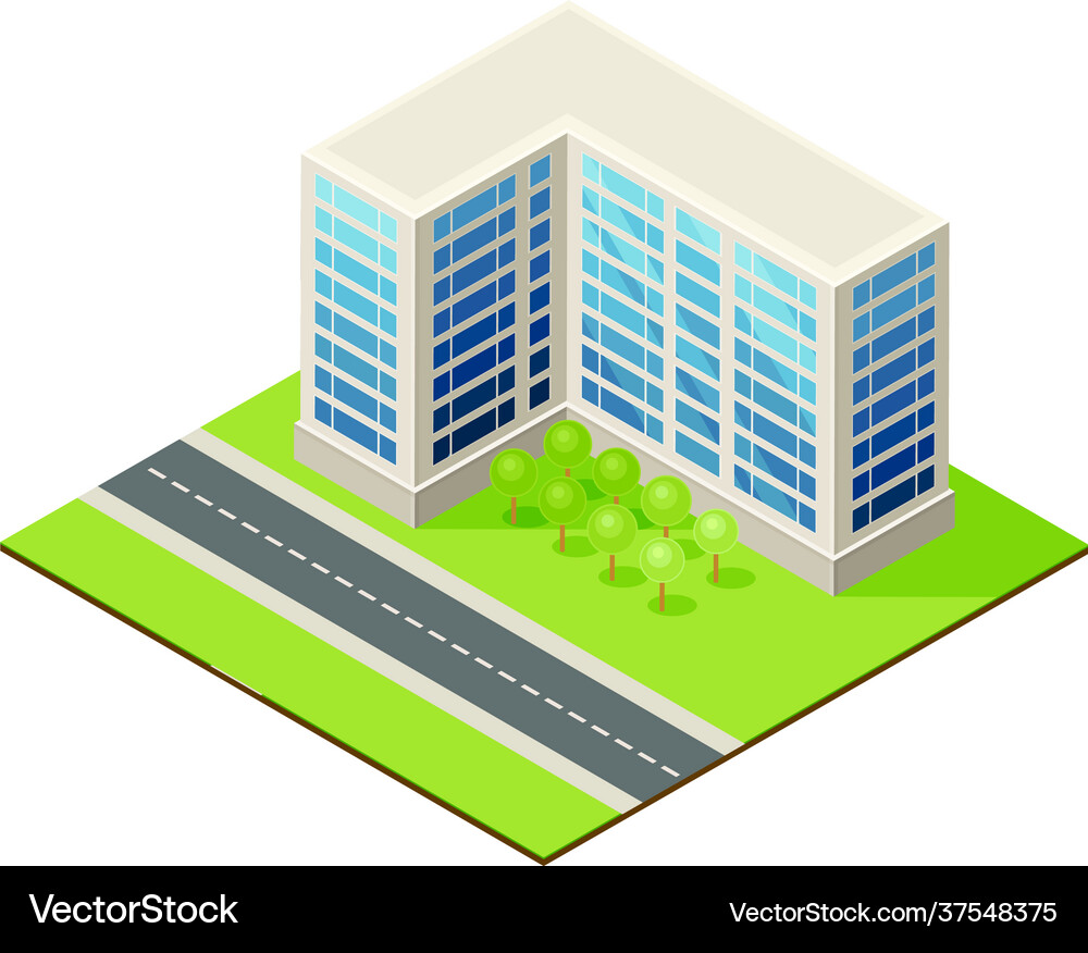 Isometric cityscape with apartment block Vector Image