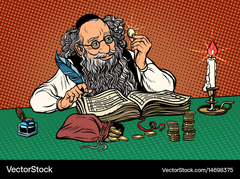 Old jew with coins Royalty Free Vector Image - VectorStock