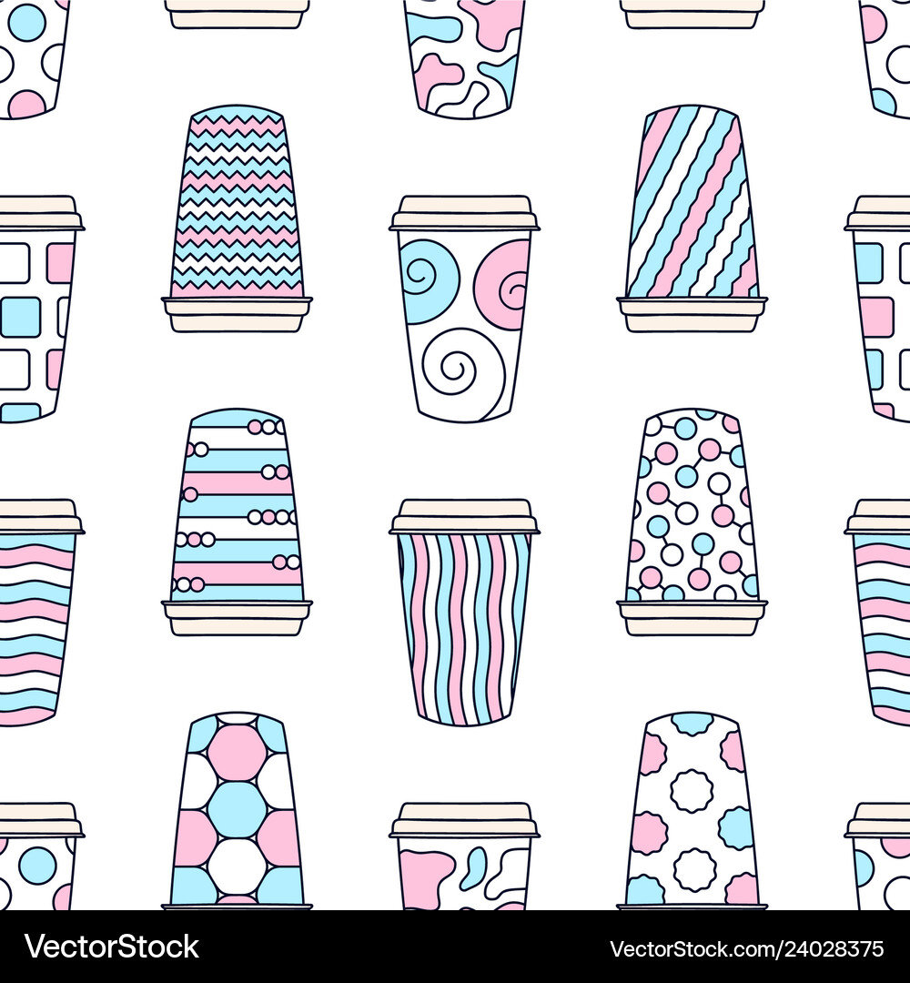 Seamless pattern of paper texture cups for coffee Vector Image