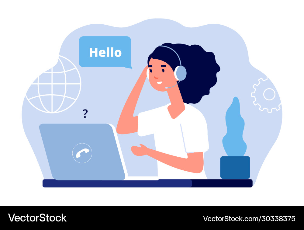 Support center calls administrator woman Vector Image
