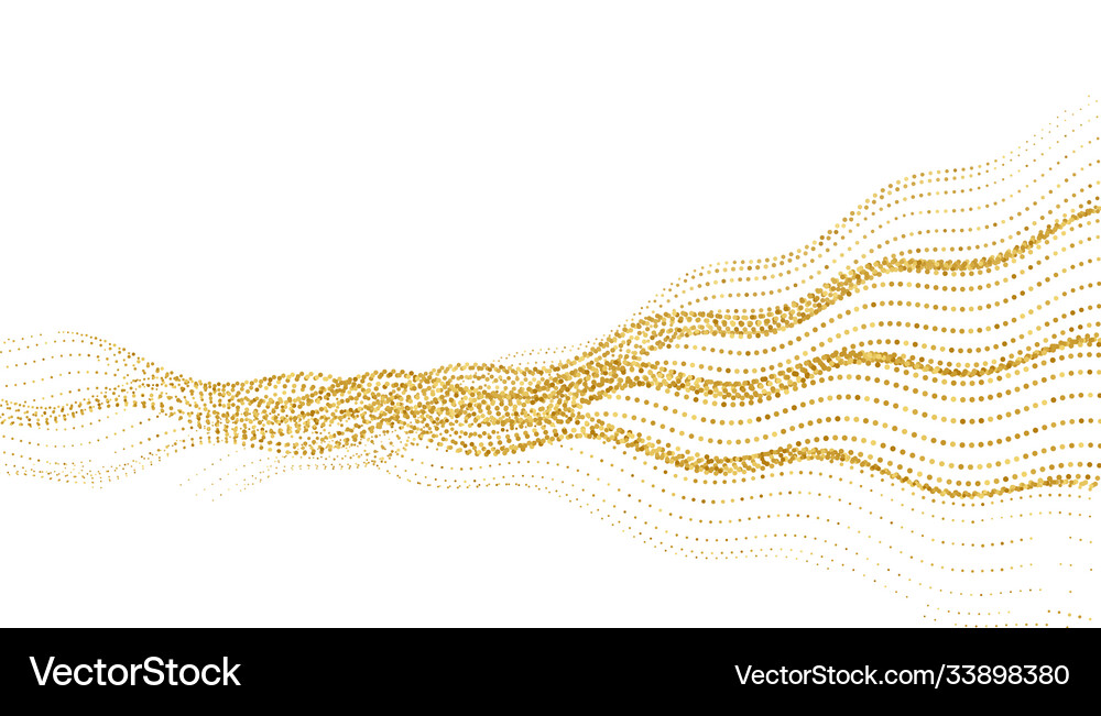 Beautiful golden sparkle wave on white background Vector Image