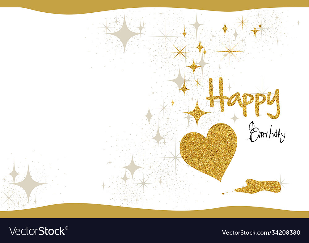 Birthday card with gold glitter and hearts Vector Image