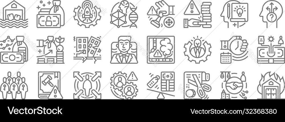 Business risks line icons linear set quality line Vector Image