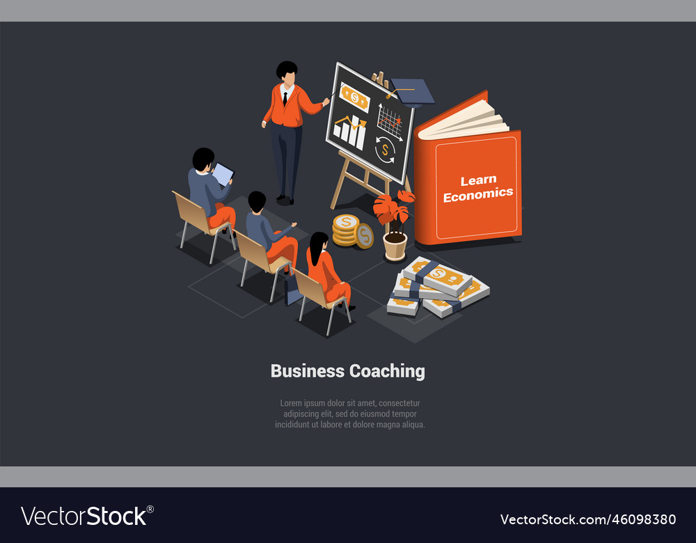 Business training concept coach speaking before Vector Image