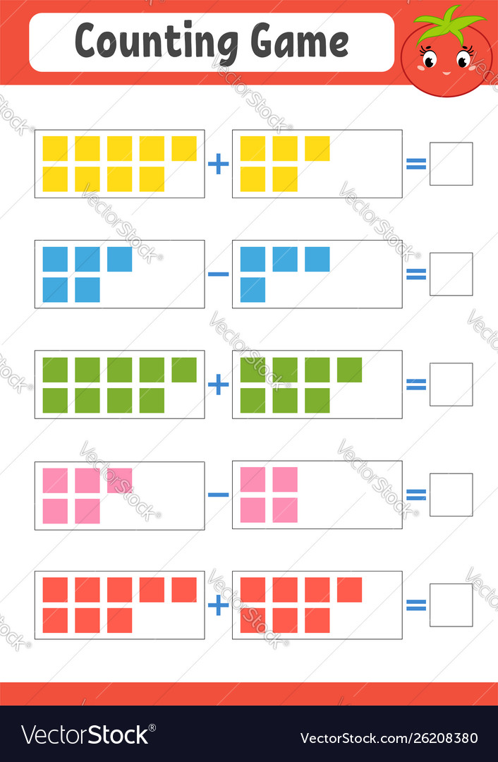 Counting game for children addition Royalty Free Vector