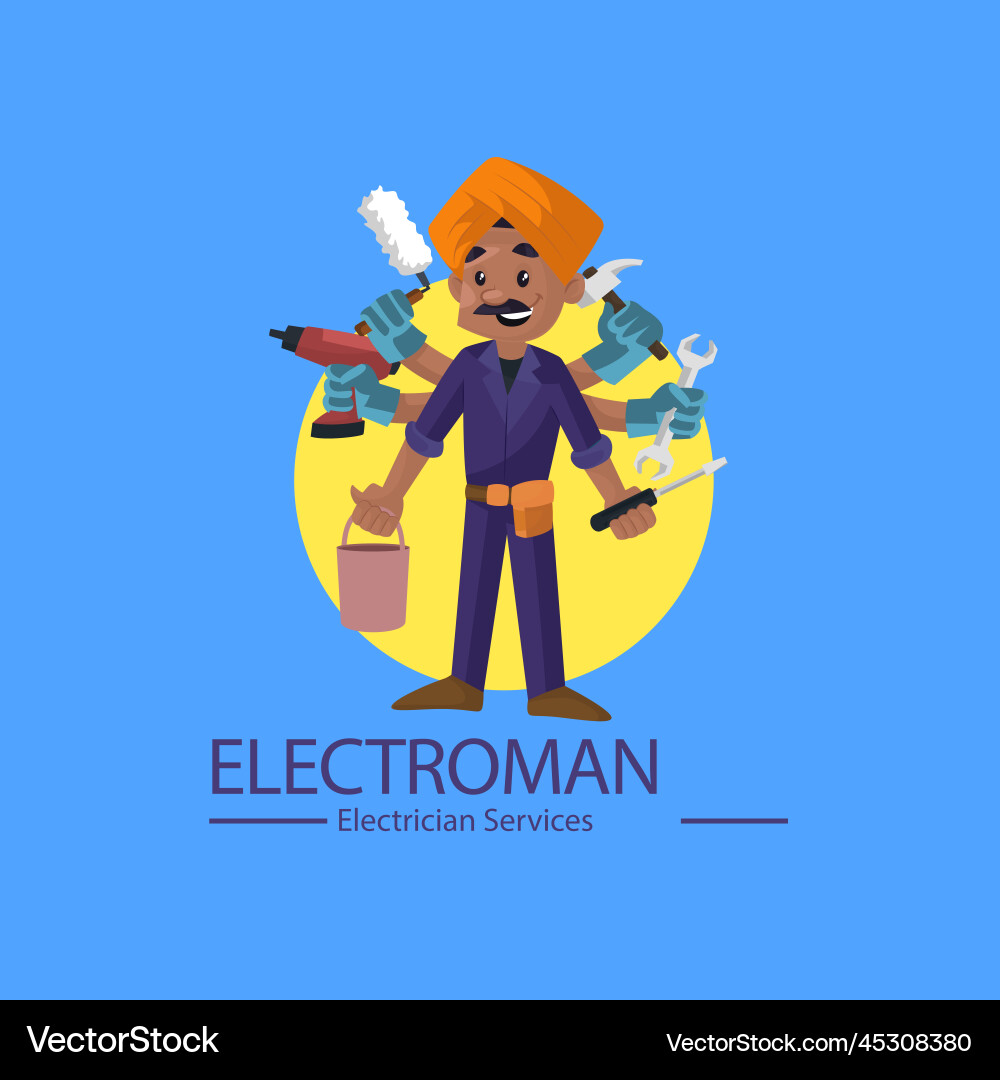 Electroman electrician services mascot logo Vector Image