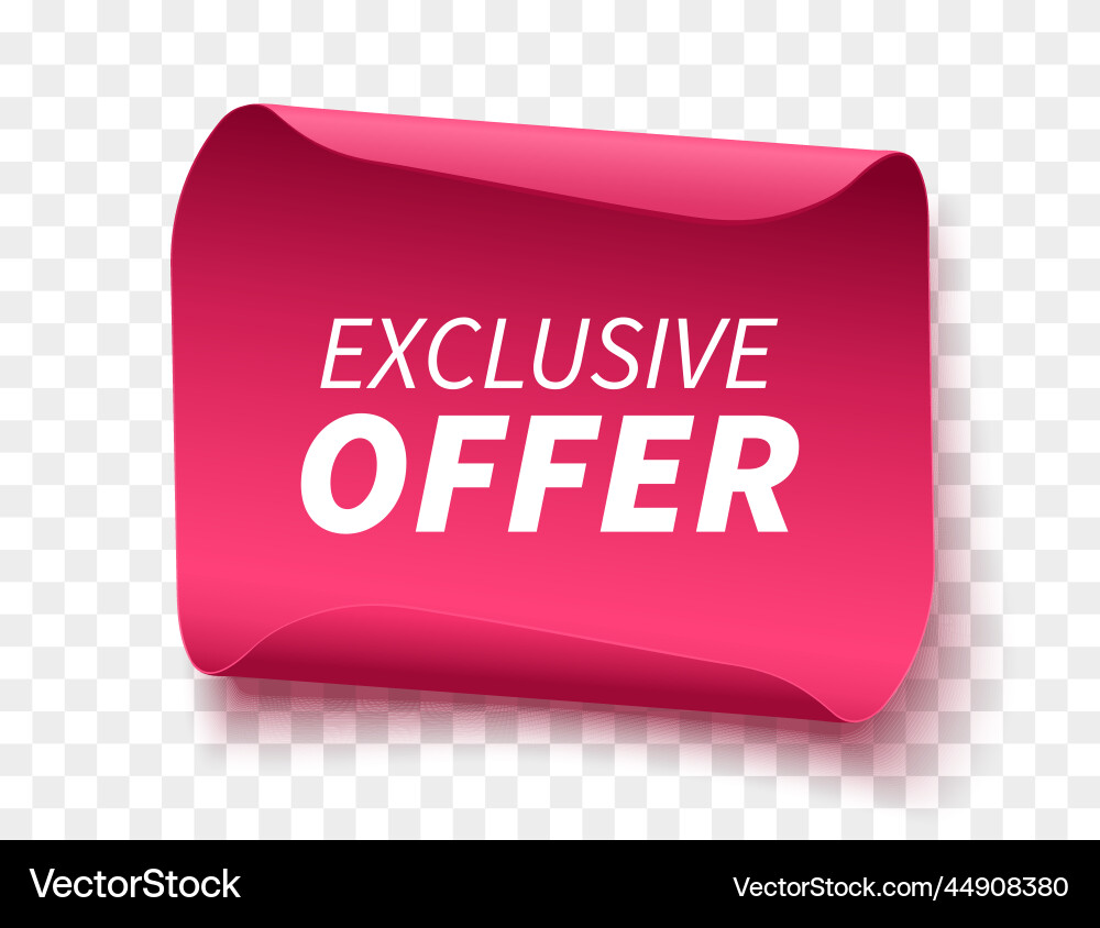 Exclusive offer tag red discount banner Royalty Free Vector