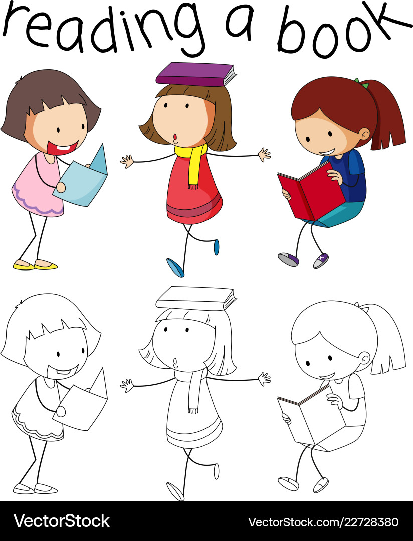 Girl and book character Royalty Free Vector Image