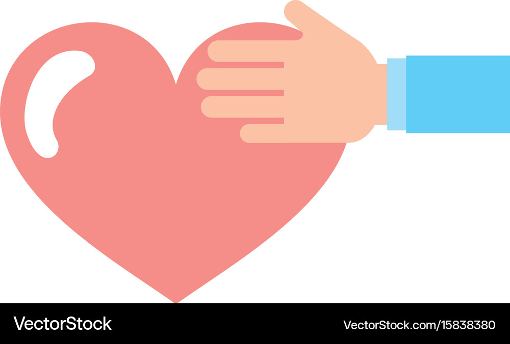 Hand human with heart love Royalty Free Vector Image
