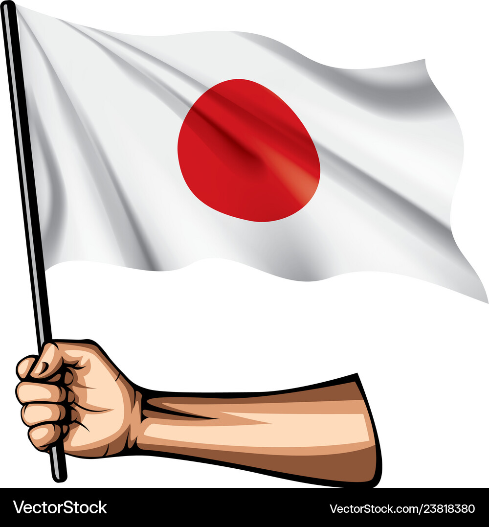 Japan flag and hand on white background Royalty Free Vector
