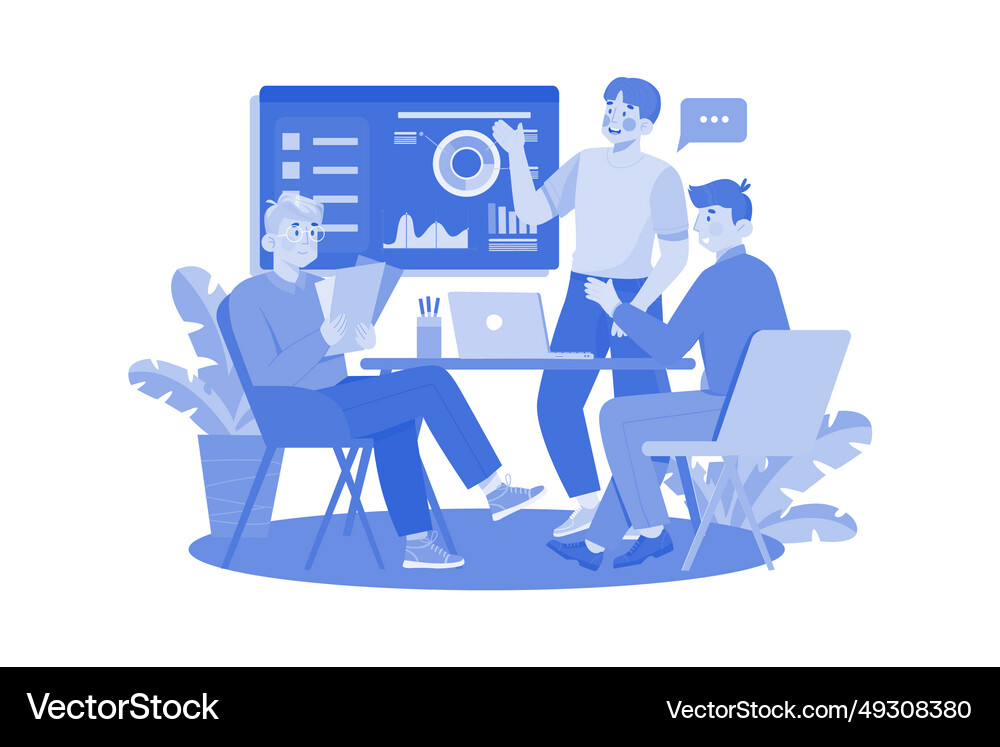Male employee presenting business plan Royalty Free Vector