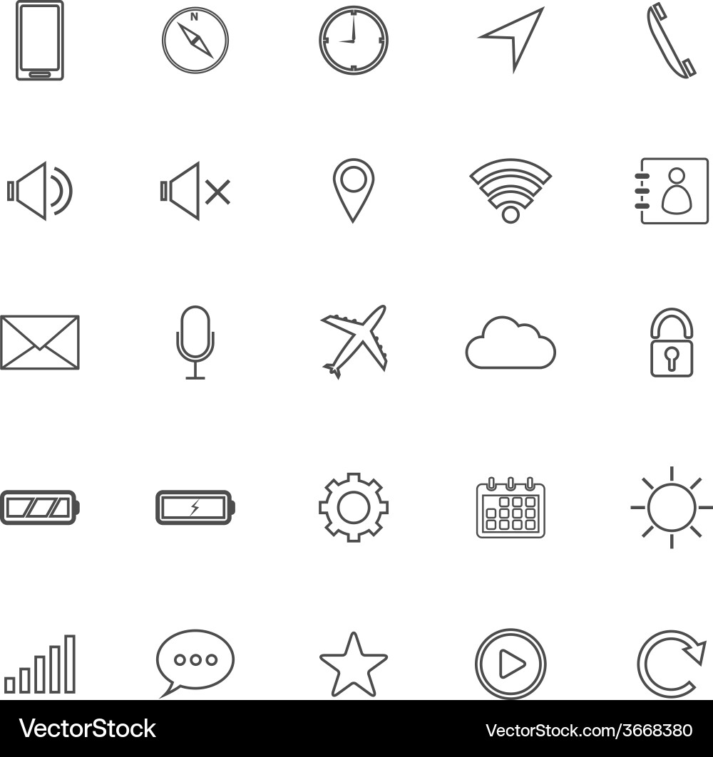 Mobile phone line icons on white background Vector Image